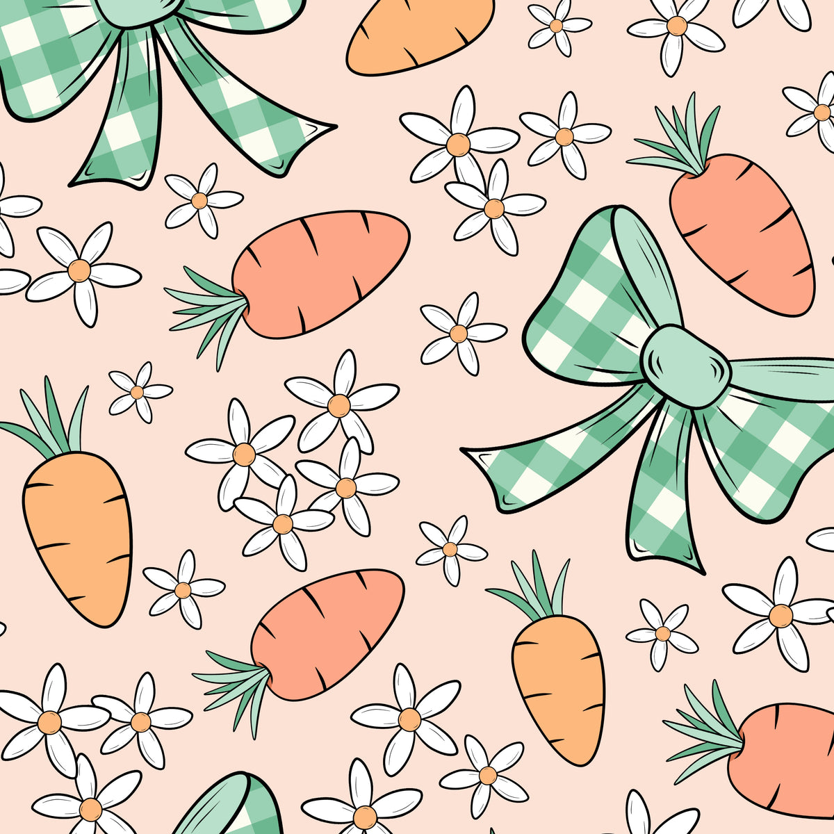 Carrot Bow Floral — Little Rays Fabric