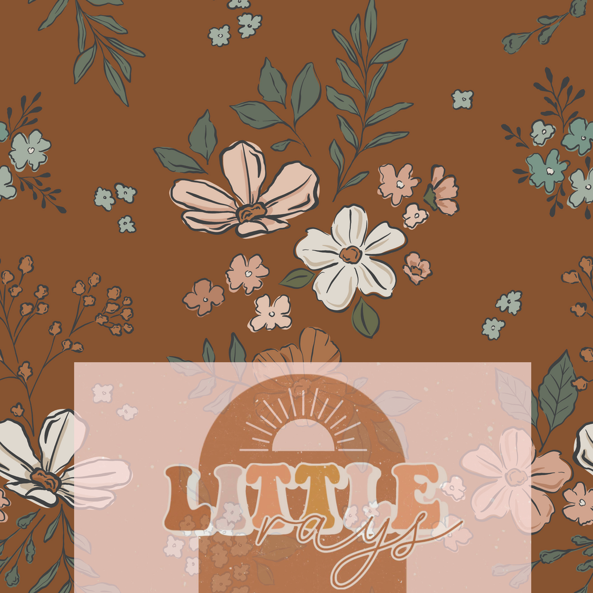 Montana Bloom Simple Floral Rust — Little Rays Fabric