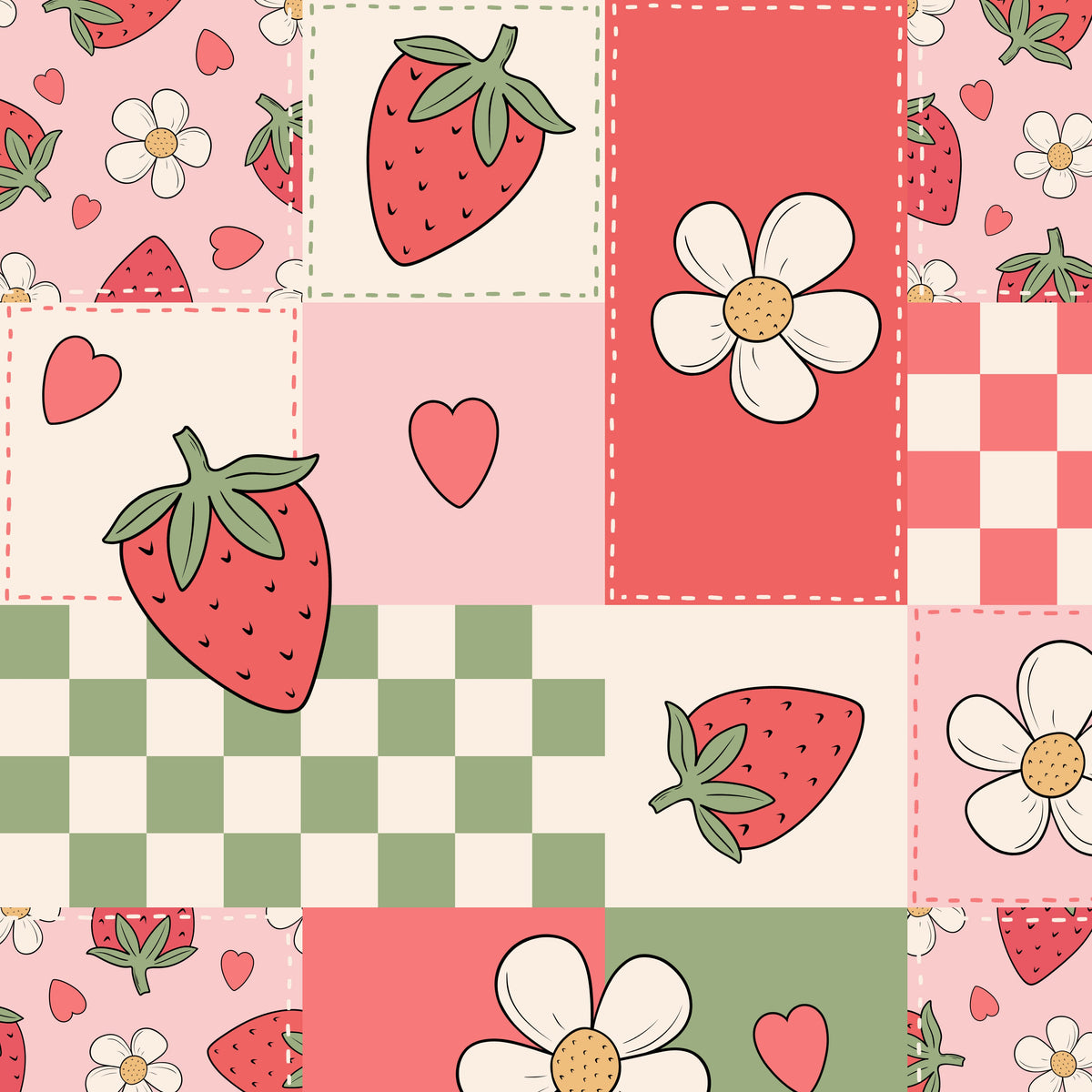 Strawberry Patchwork — Little Rays Fabric