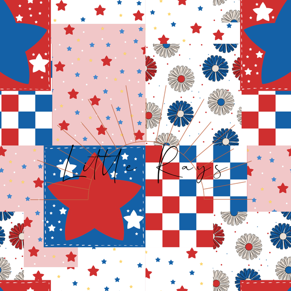 RWB Patchwork - Little Rays Fabric