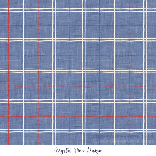 Yankee Doodle Plaid Blue - Little Rays Fabric