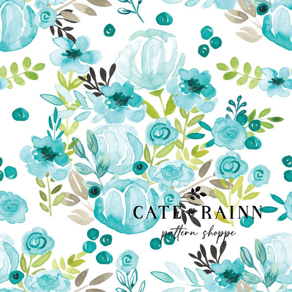 Bella Blue Watercolor - Little Rays Fabric