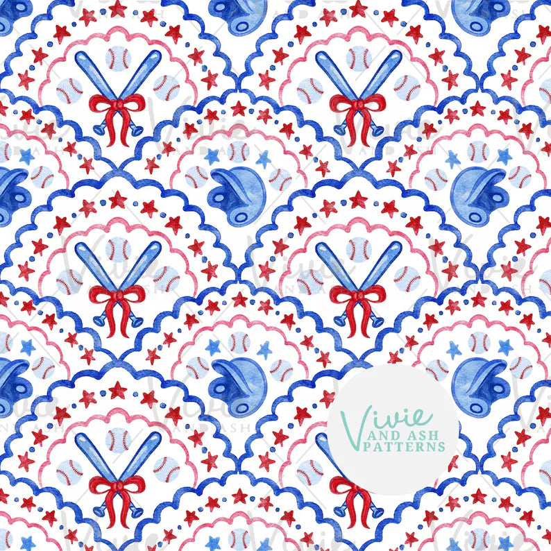 Baseball Red White and Blue — Little Rays Fabric