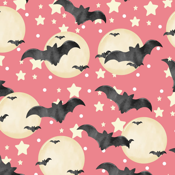 Batty Night PInk - Little Rays Fabric