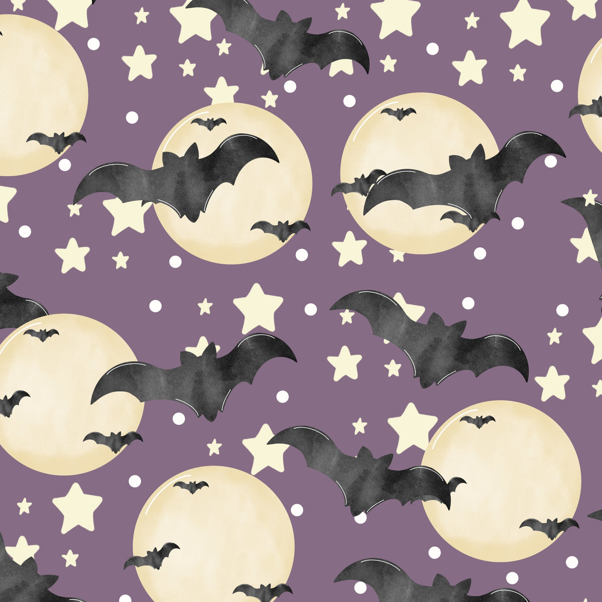 Batty Night Purple — Little Rays Fabric
