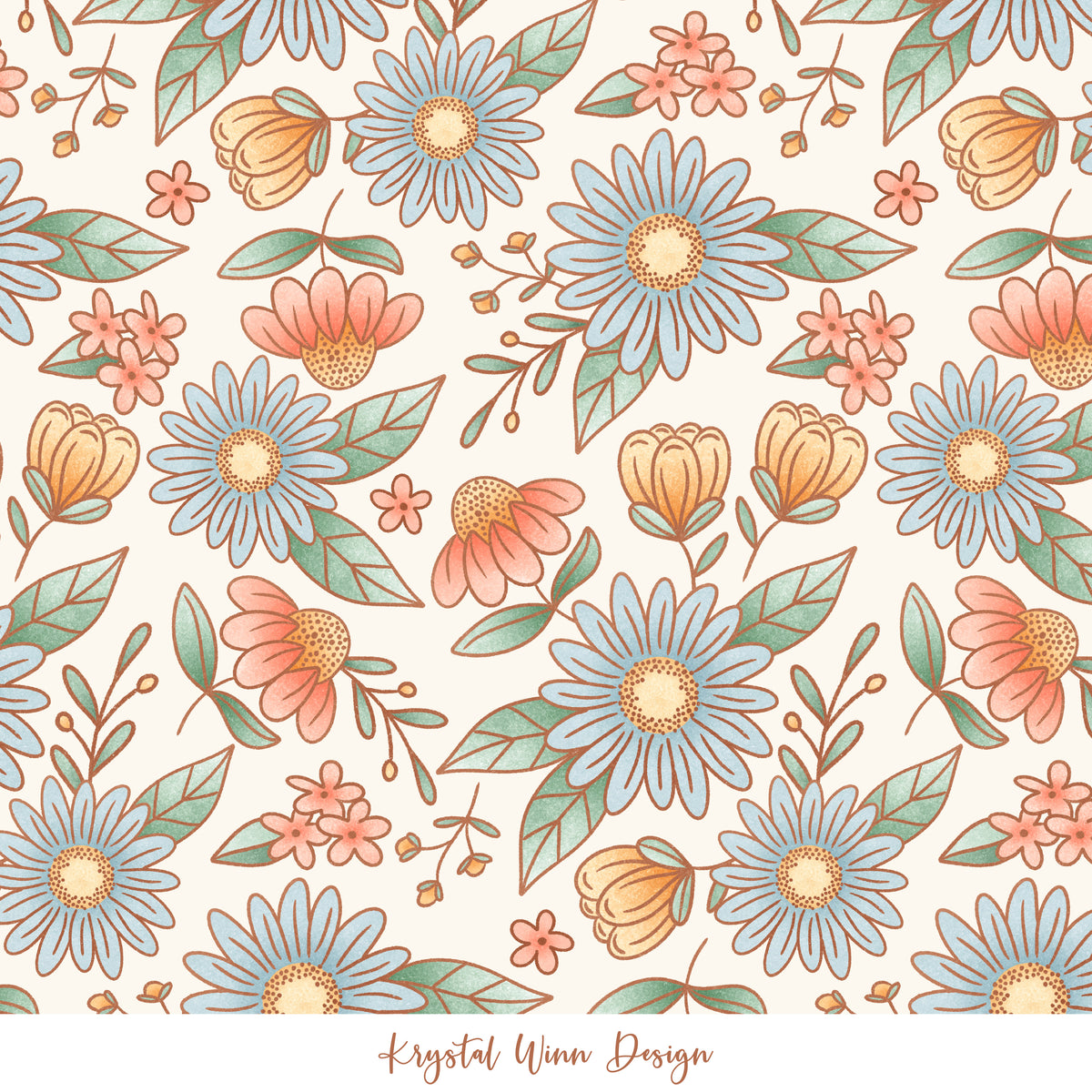 Cottontail Floral Cream — Little Rays Fabric