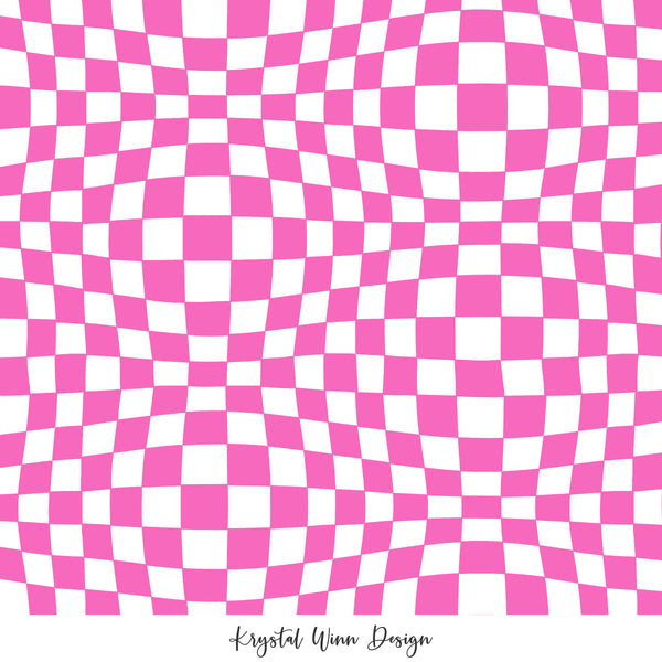 Groovy Funky Check Hot Pink - Little Rays Fabric