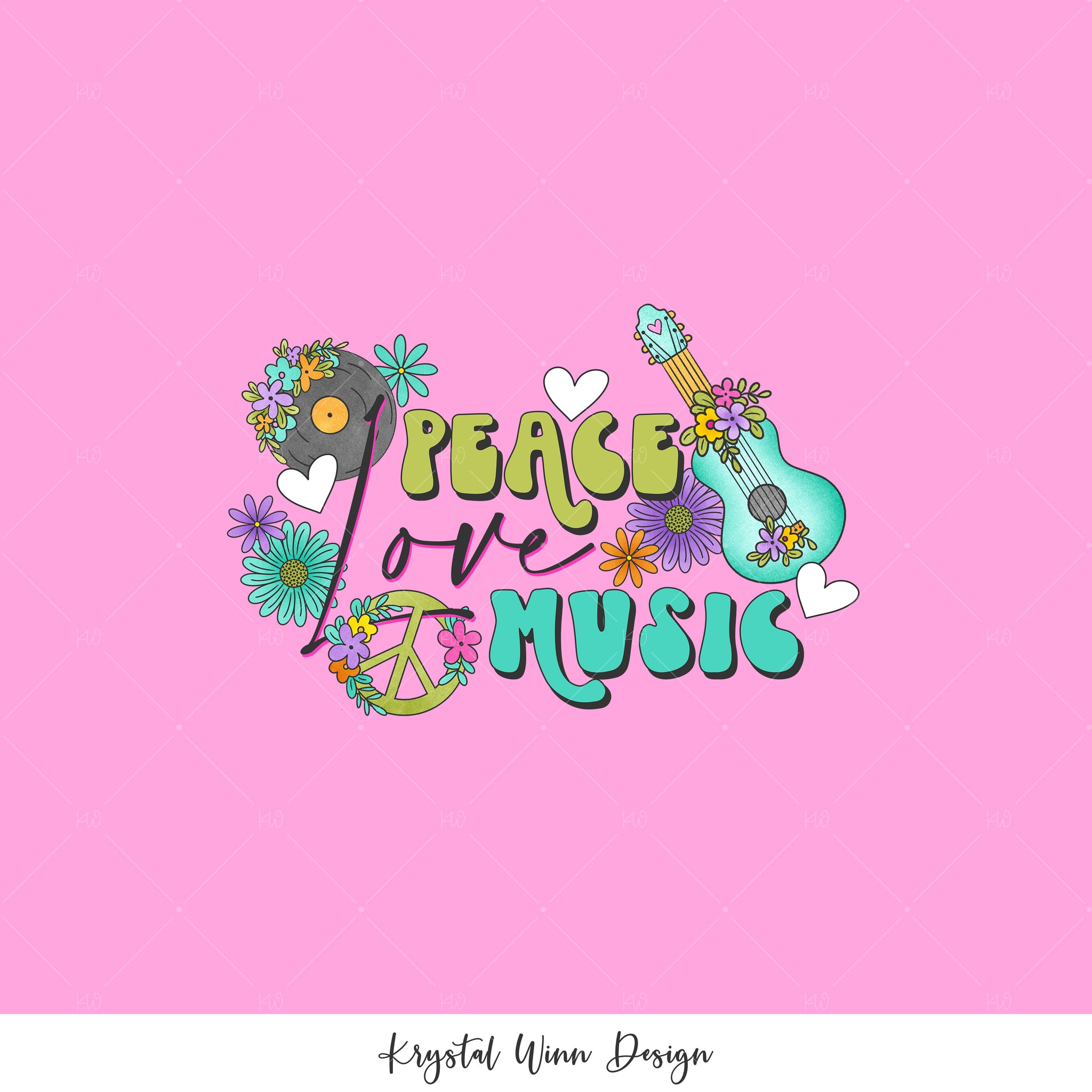Groovy Peace Love Music PANEL - Little Rays Fabric