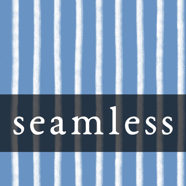 Blue Crayon Floral Stripes - Little Rays Fabric