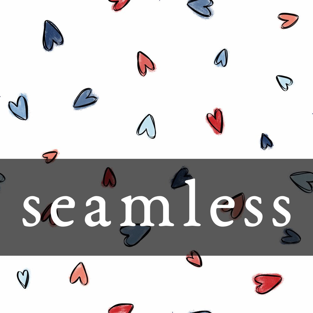 RWB Sketchy Hearts — Little Rays Fabric