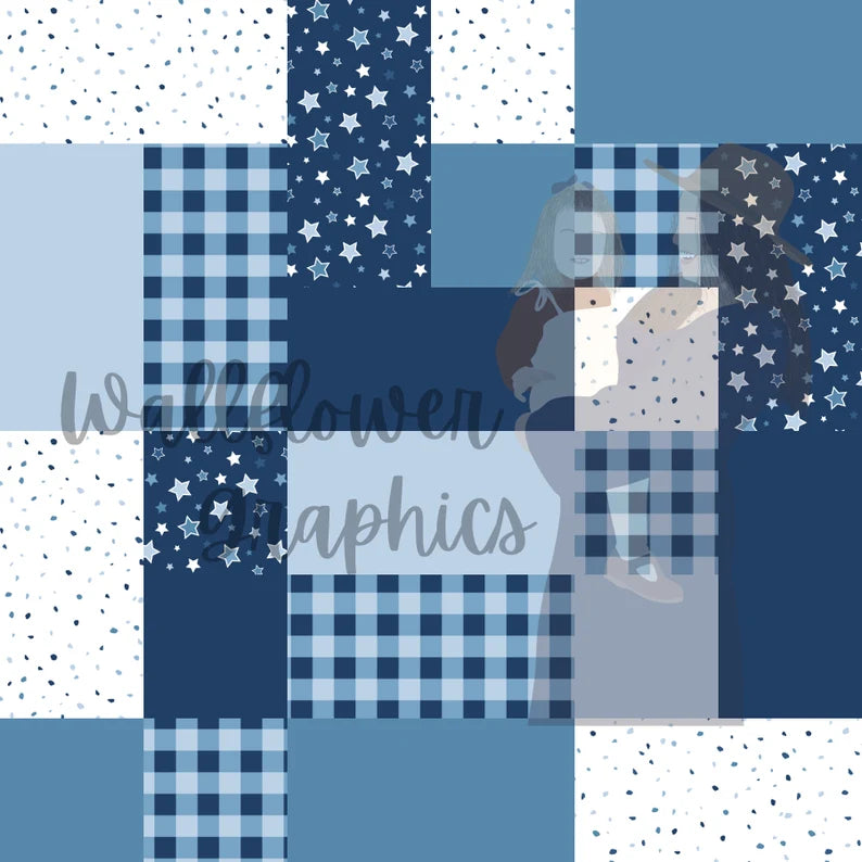 Blue Patchwork — Little Rays Fabric